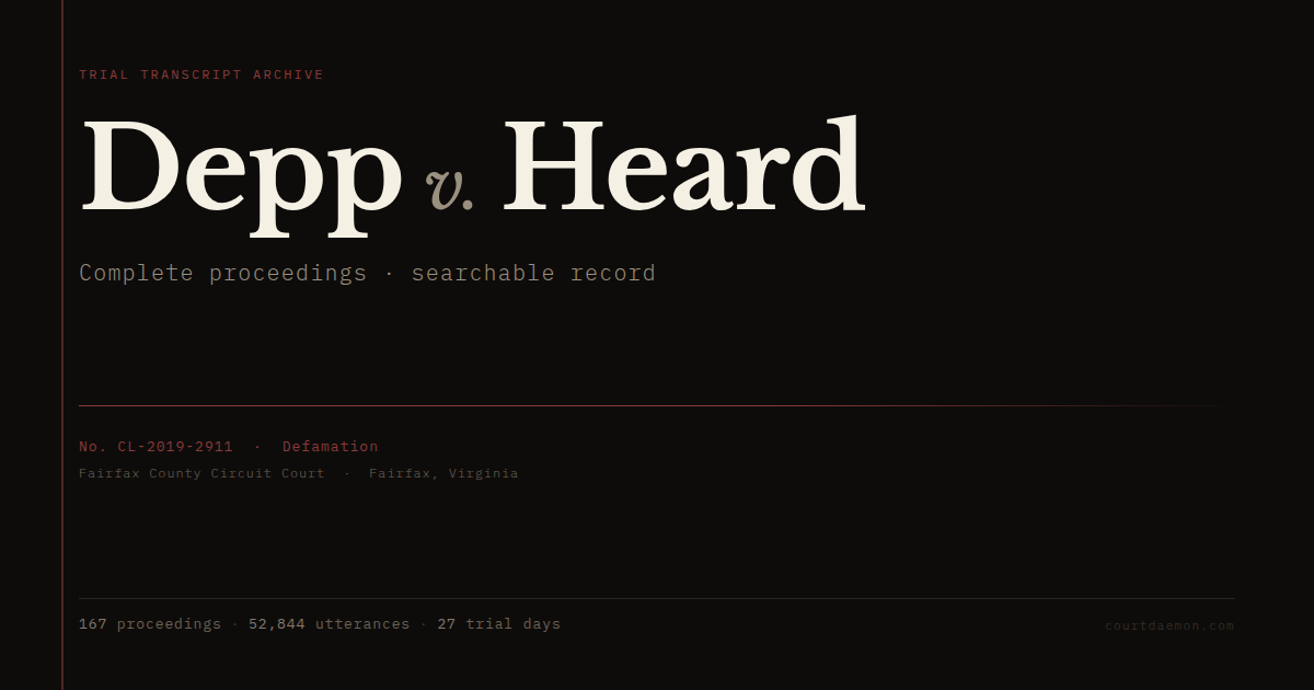Depp v. Heard Trial Transcripts — Complete 2022 Archive
